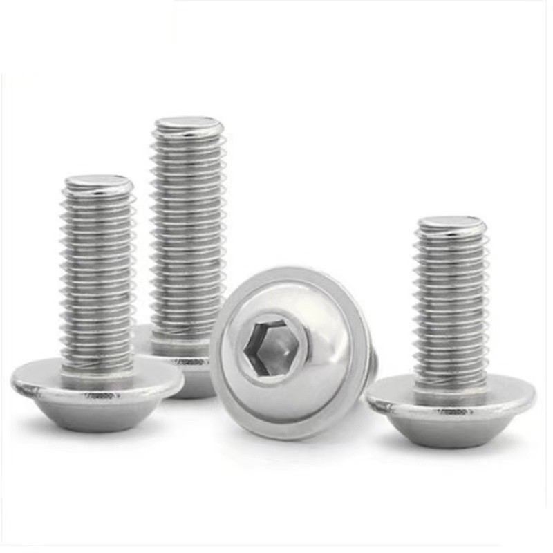 ISO7380.2 Stainless Steel Flanged Button Head Screws Hex Socket Round Hat A2-70