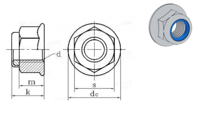 M12 Nylon Insert Lock Nuts DIN 6926 A4-80 316L Stainless Steel Hex Flange Nut