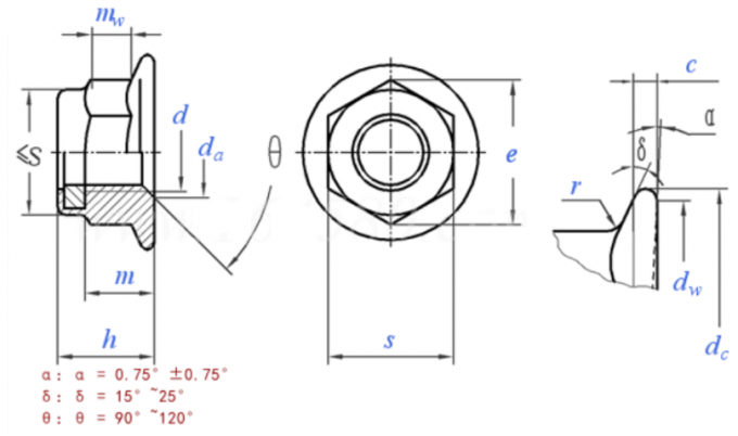 ISO7043 Hex Flange Lock Nut Zinc Plated Steel Nylon Self Locking Flange Nut