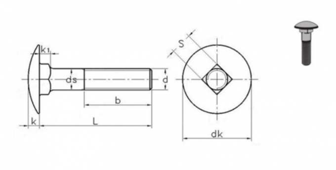 DIN 603 SS 316 A4.70 Carriage Mushroom Head Square Neck Bolts