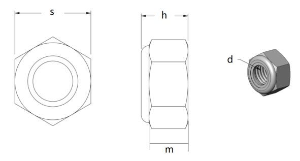 DIN 985 Stainless Steel Hex Nut With Nylon Insert SUS316 Right Hand